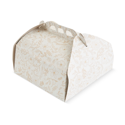 Cutii tort din carton, albe, cu imprimeu auriu | Evamar.ro